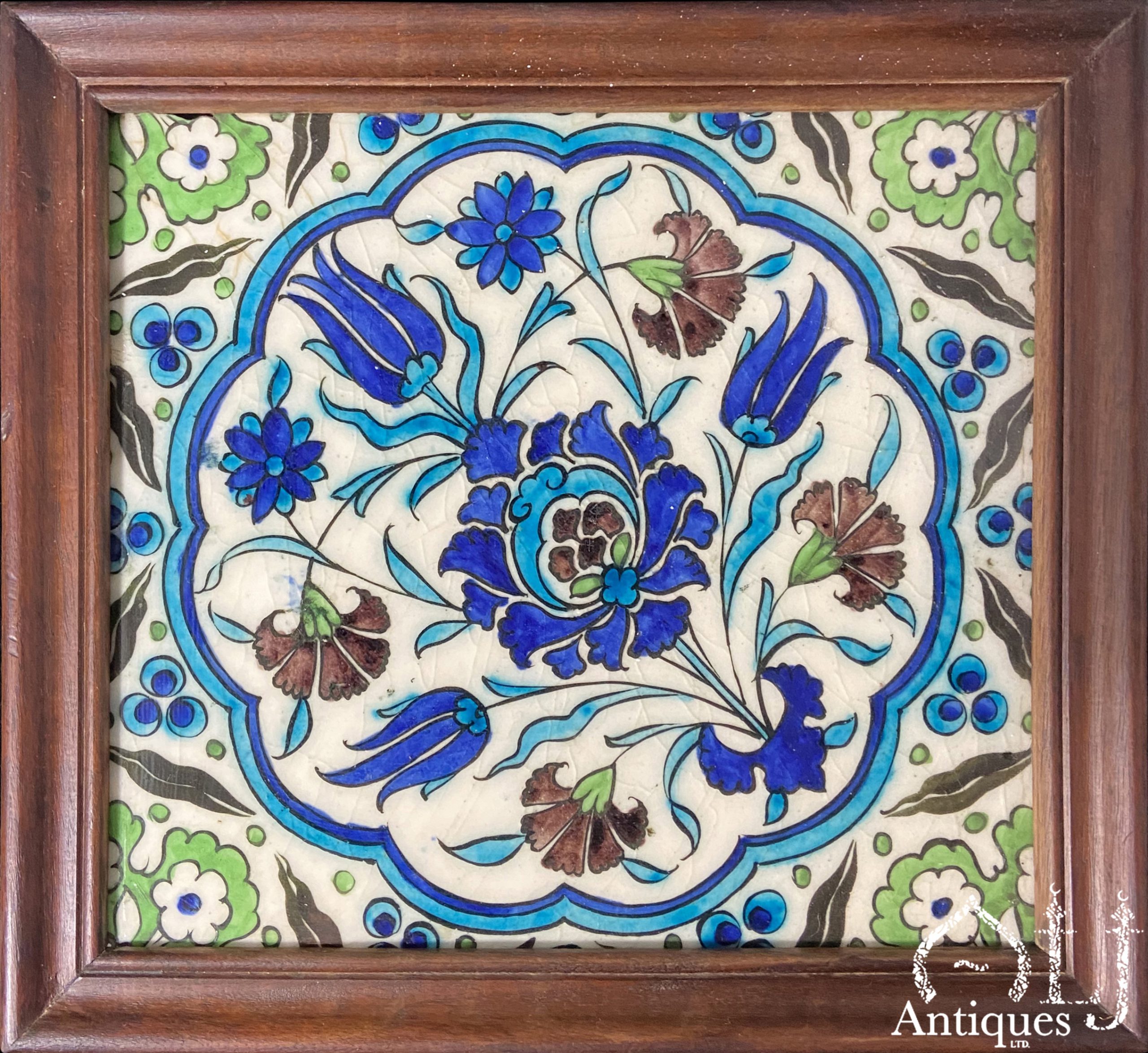 A Fine Damascus Underglazed Polychrome Tile Decorated with Lobed ...