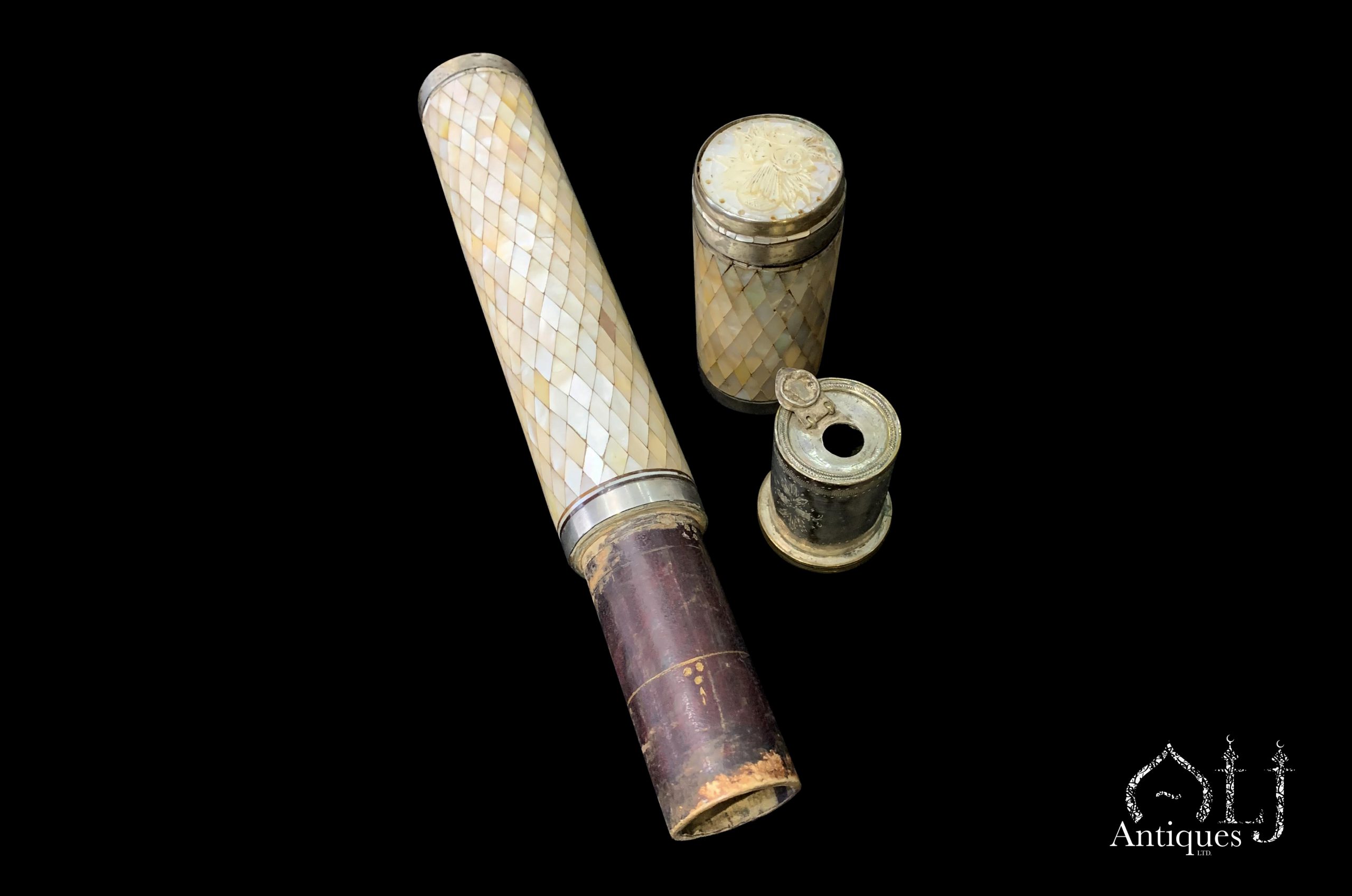A Rare Ottoman Cylindrical Paper Mache Scribe’s Pen-Box (Kubur) With ...