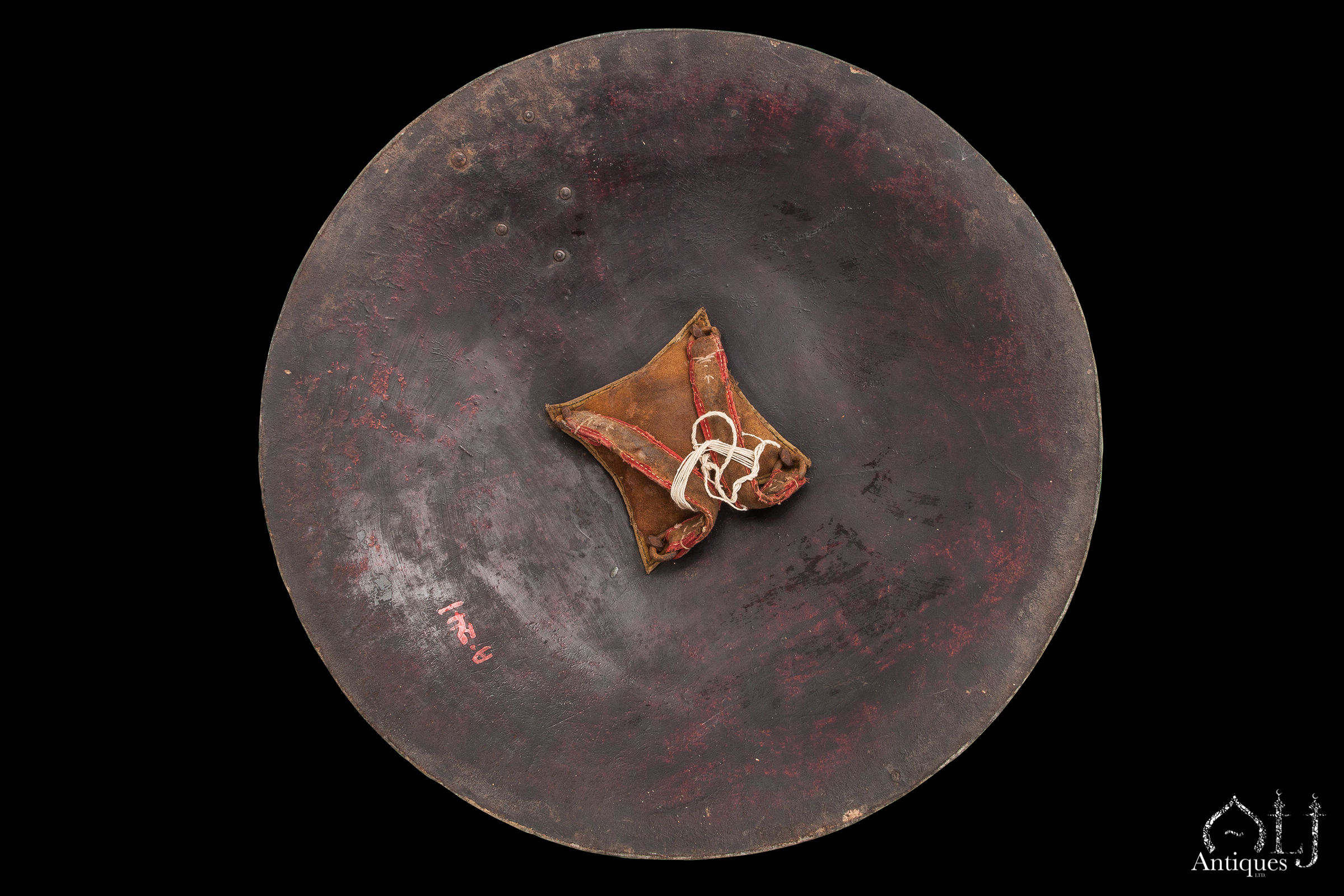 A Large Lacquered Leather Sikh Shield (Dhal), Decorated With Copper ...