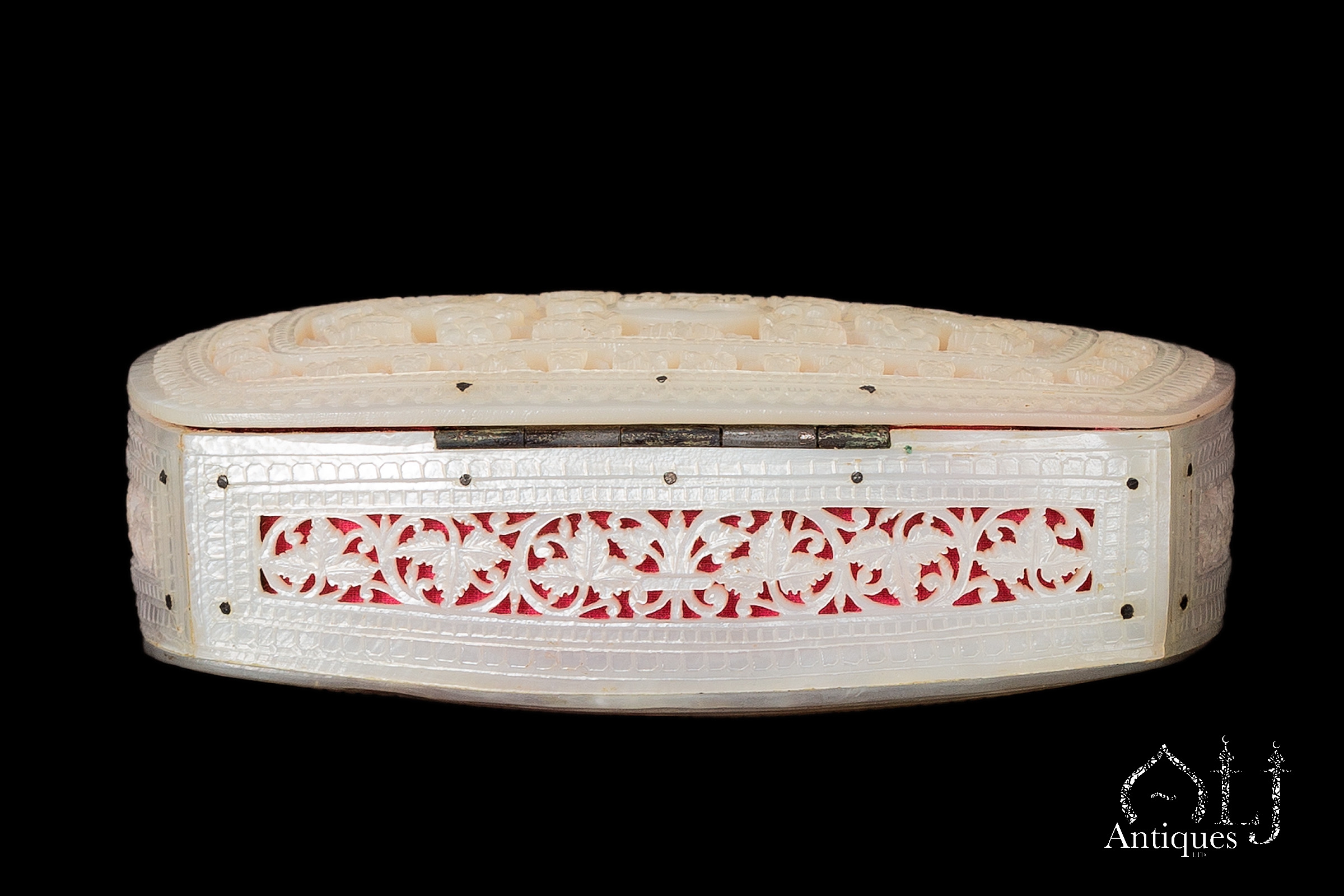 Jerusalem Snuff Box, A Fine Carved & Pierced Holy Land Mother-Of-Pearl ...
