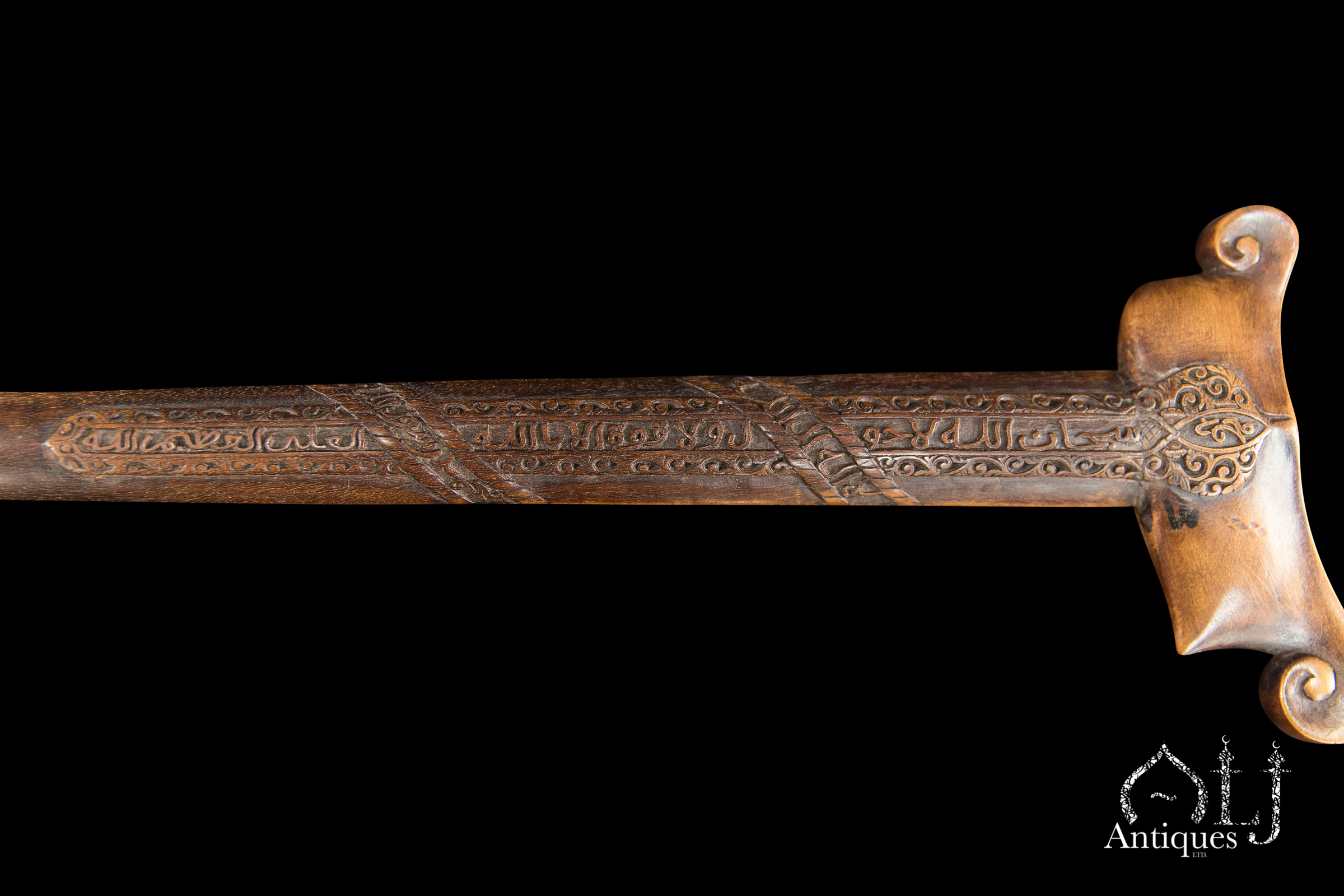 Malay Islamic Kris Dagger, A Fine Stylized Steel Blade With Carved Horn ...