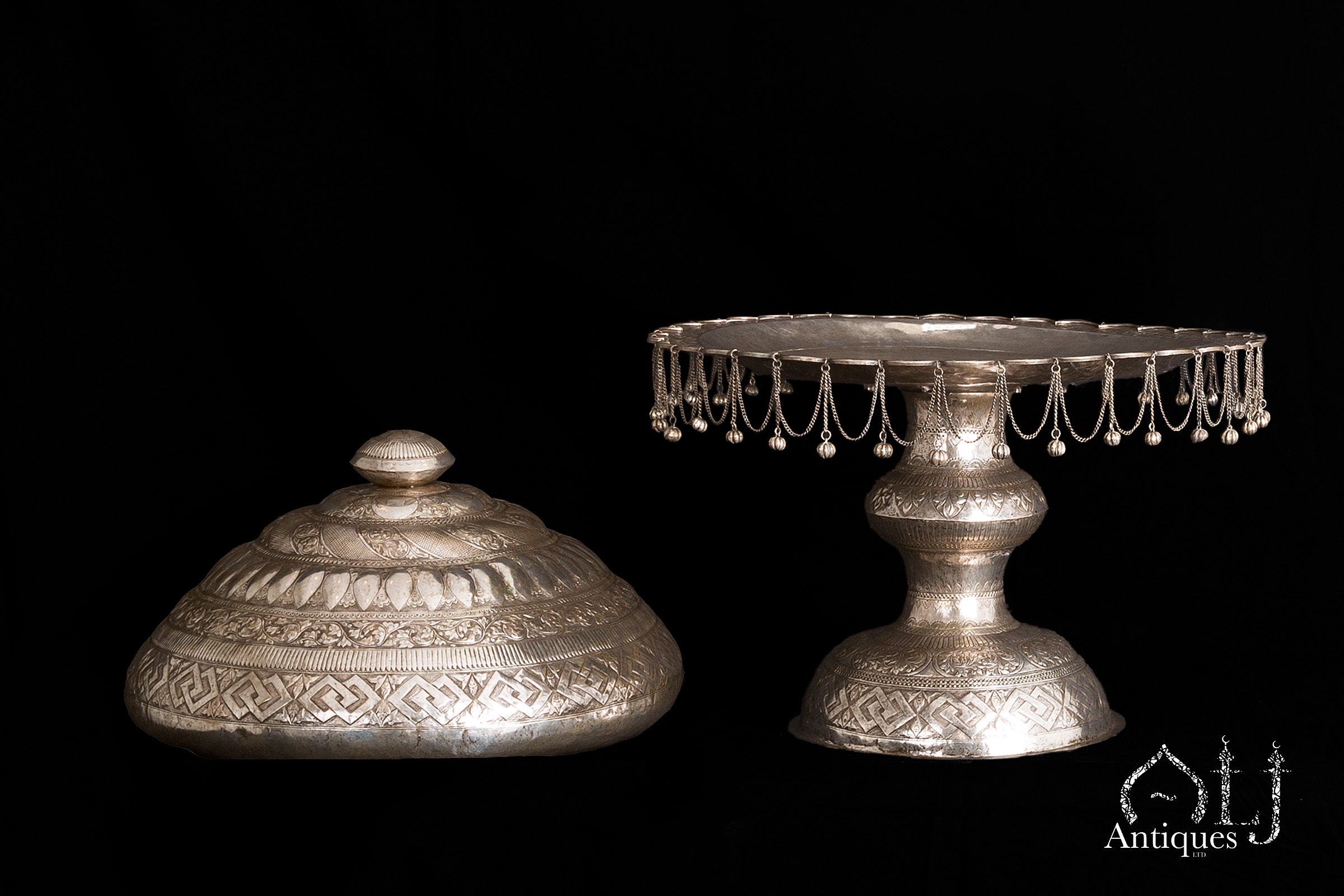 Malay Silver, A Rare And Complete Silver Alloy Stemmed Platter With A ...