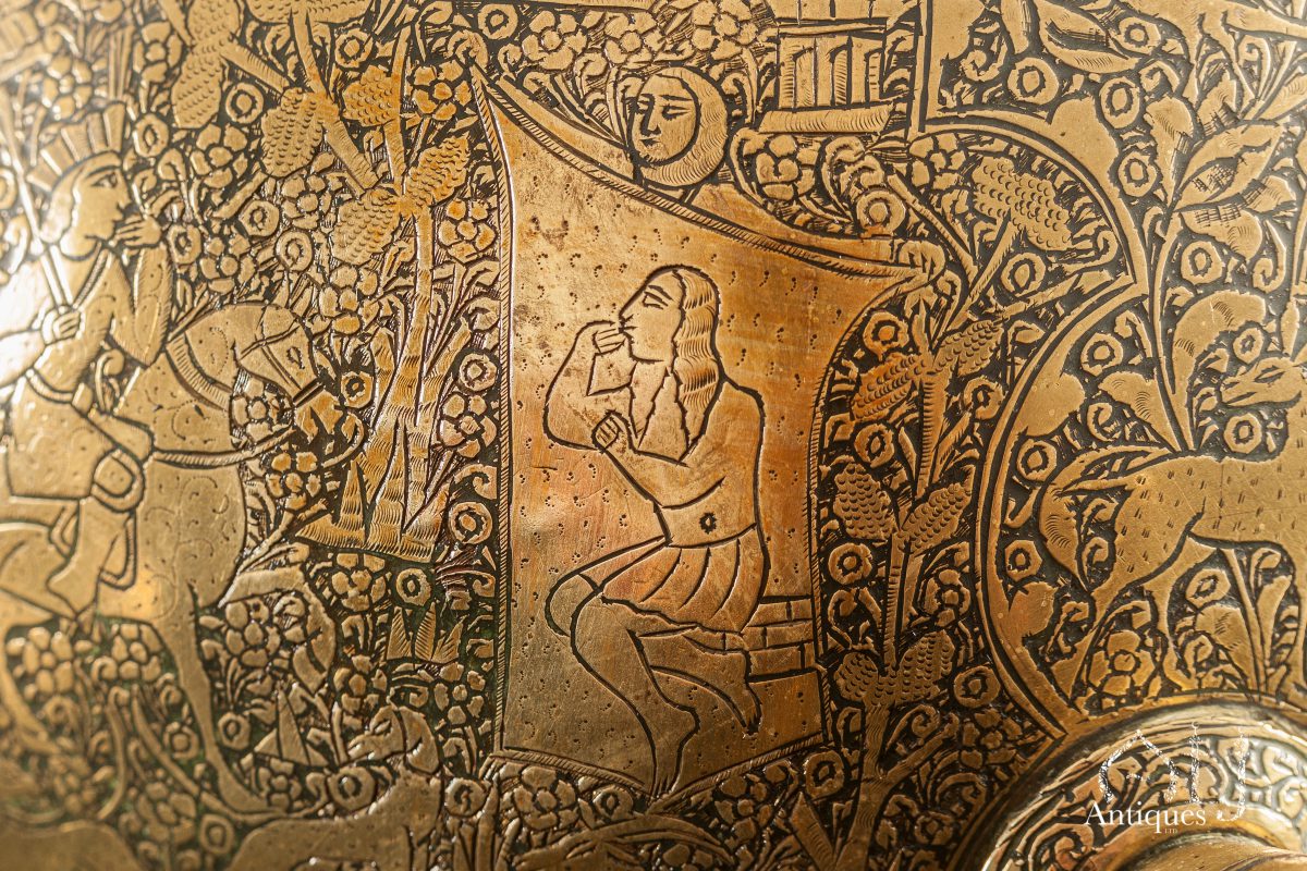 Persian Art, A Rare Qajar Engraved Brass Russian Samovar, With A Qajar ...