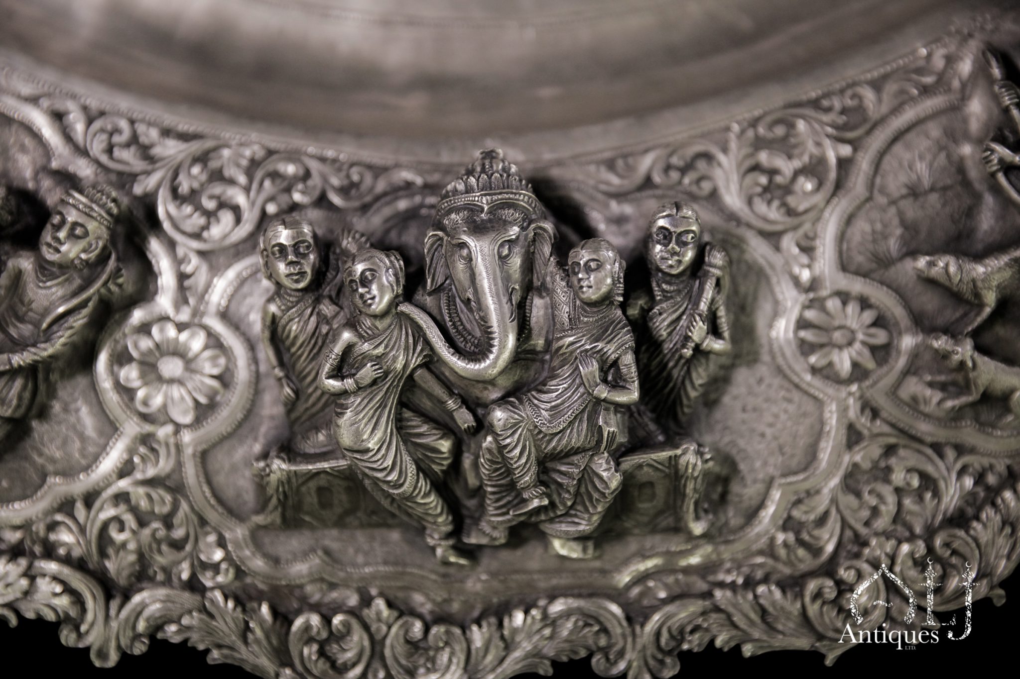 A Monumental Repoussé Silver Salver Depicting Hindu Scenes, Poona (Pune ...