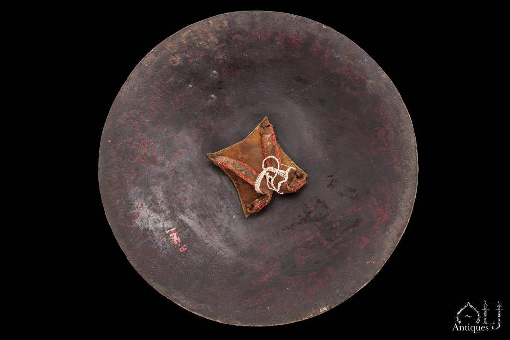 A Large Lacquered Leather Sikh Shield (Dhal), Decorated With Copper ...