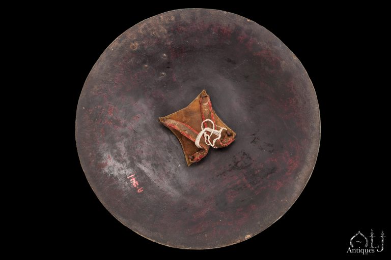 A Large Lacquered Leather Sikh Shield (Dhal), Decorated With Copper ...