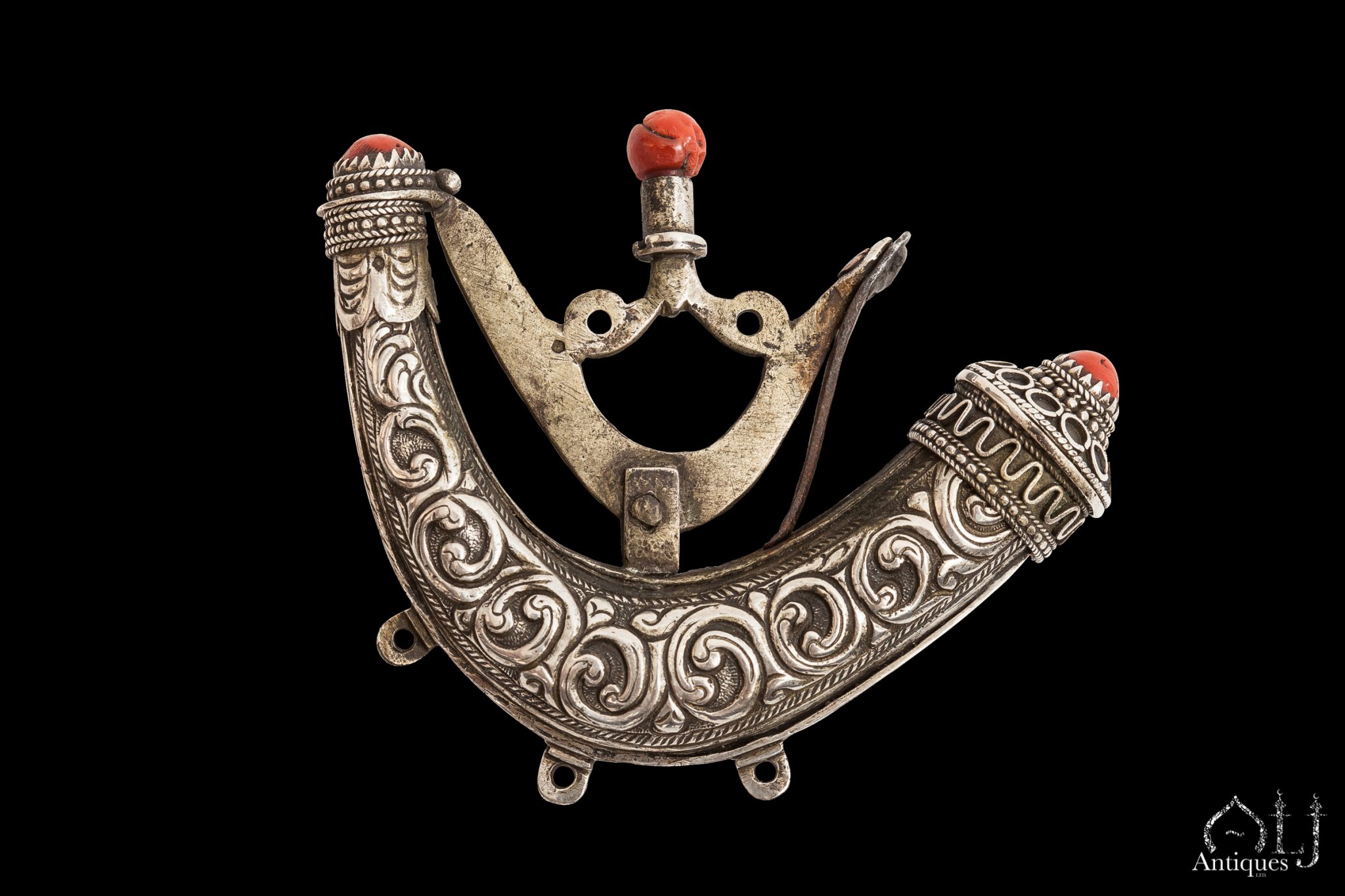 An Ottoman Silver Gun Powder Flask Holder, Commissioned For A Prominent ...