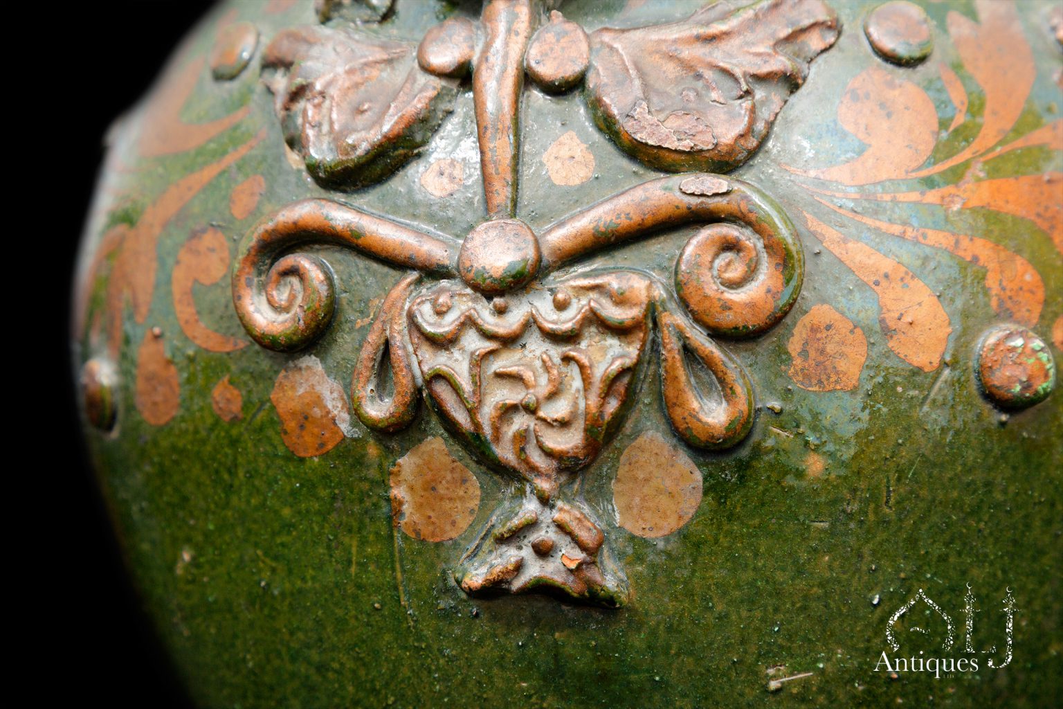 A Monumental Close pair of Canakkale Ceramic Ewers, Each Jug’s Top is ...