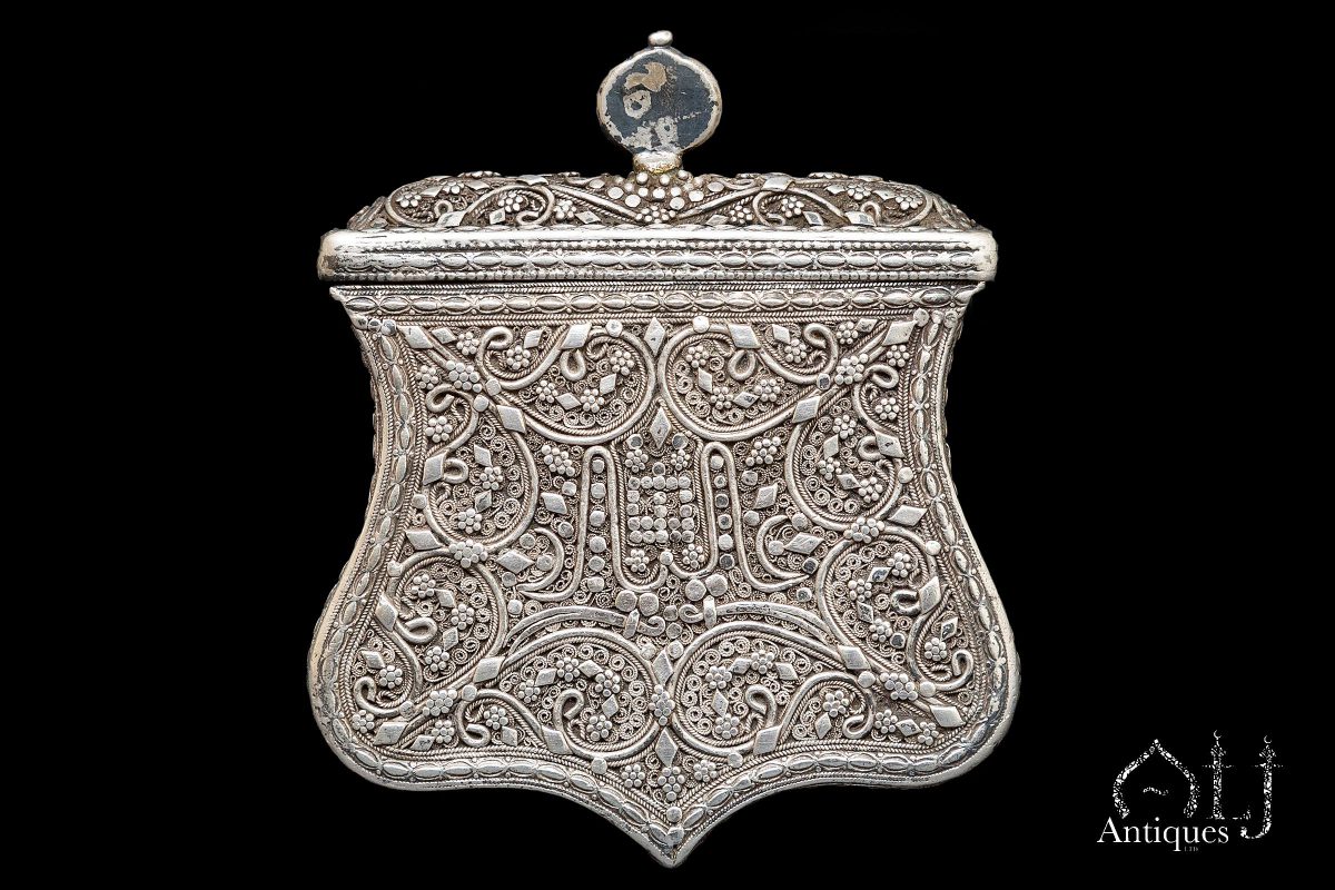 An Ottoman Silver Gun Powder Flask Holder, Commissioned For A Prominent ...