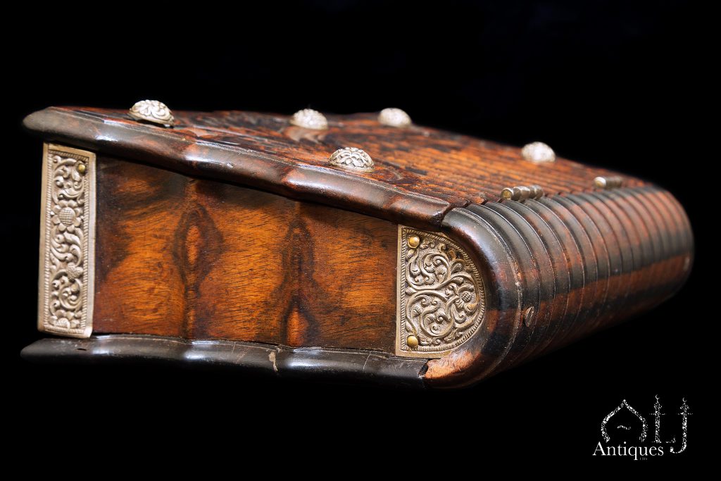 A Macassar Ebony Book Shaped Bible Box Fitted With Silver Mounts For ...