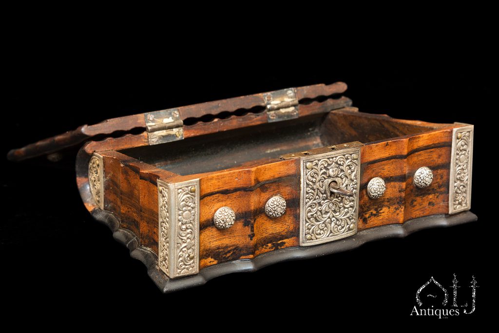 A Macassar Ebony Book Shaped Bible Box Fitted With Silver Mounts For ...
