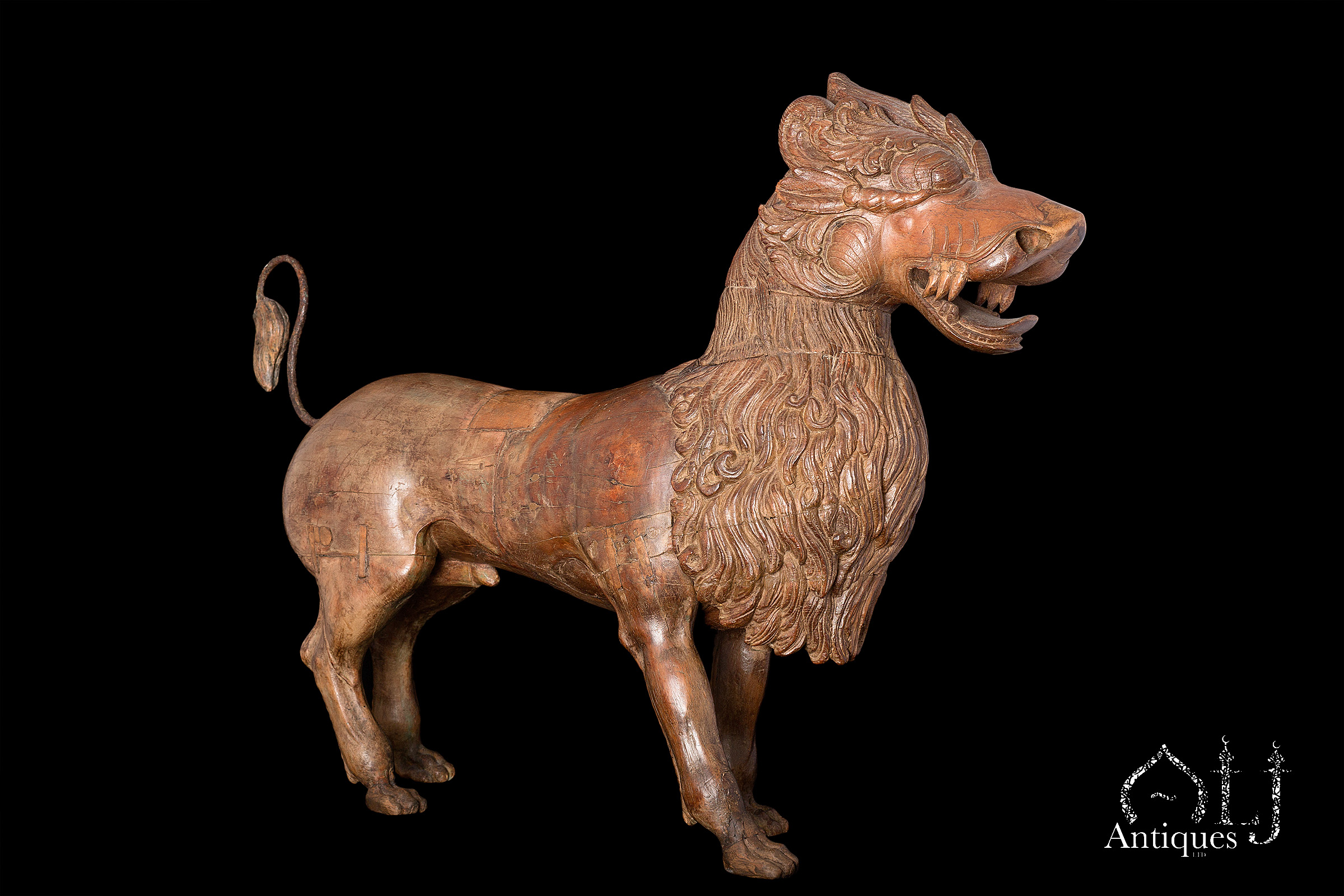 A Large Finely Carved Wooden Processional Sculpture Depicting a ...