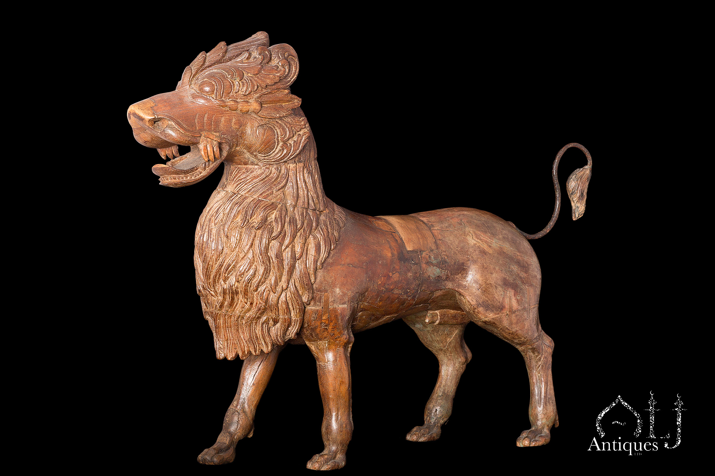 A Large Finely Carved Wooden Processional Sculpture Depicting a ...