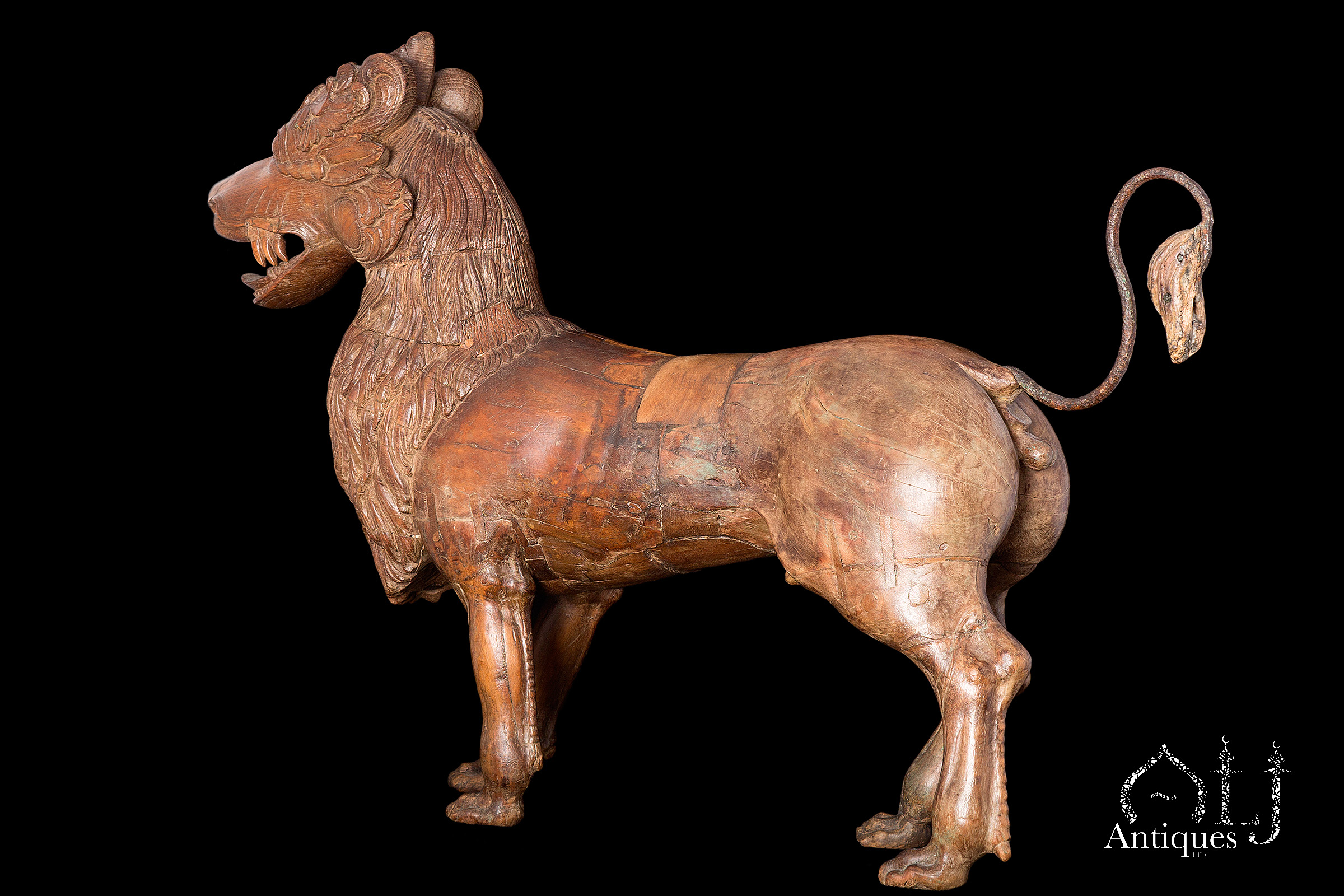 A Large Finely Carved Wooden Processional Sculpture Depicting a ...