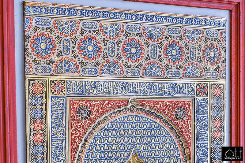 A Set of Two Large Framed Architectural Gilt and Polychromed Moulded ...